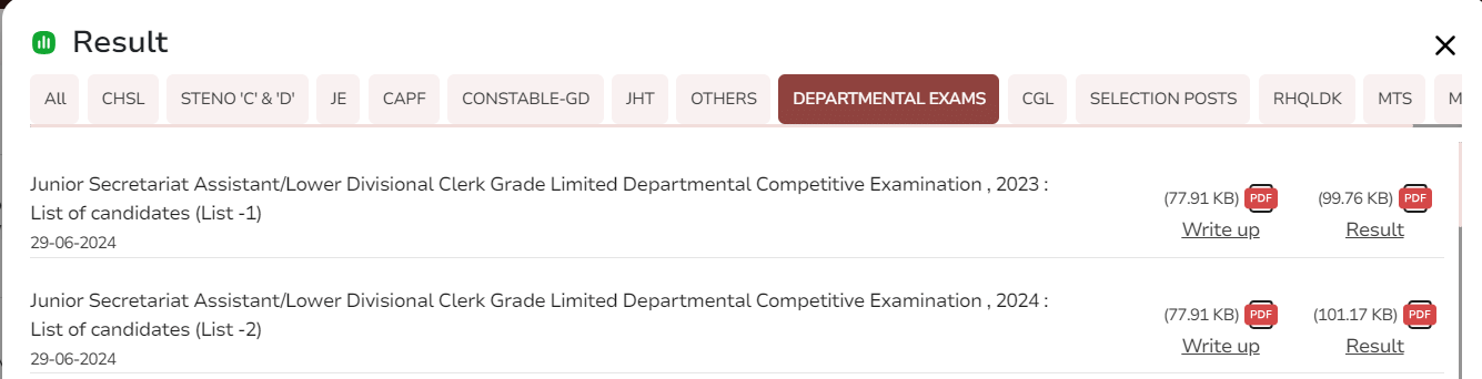 SSC JSA LDC Grade Paper 2 Result 2023 and 2024 Out at ssc.gov.in