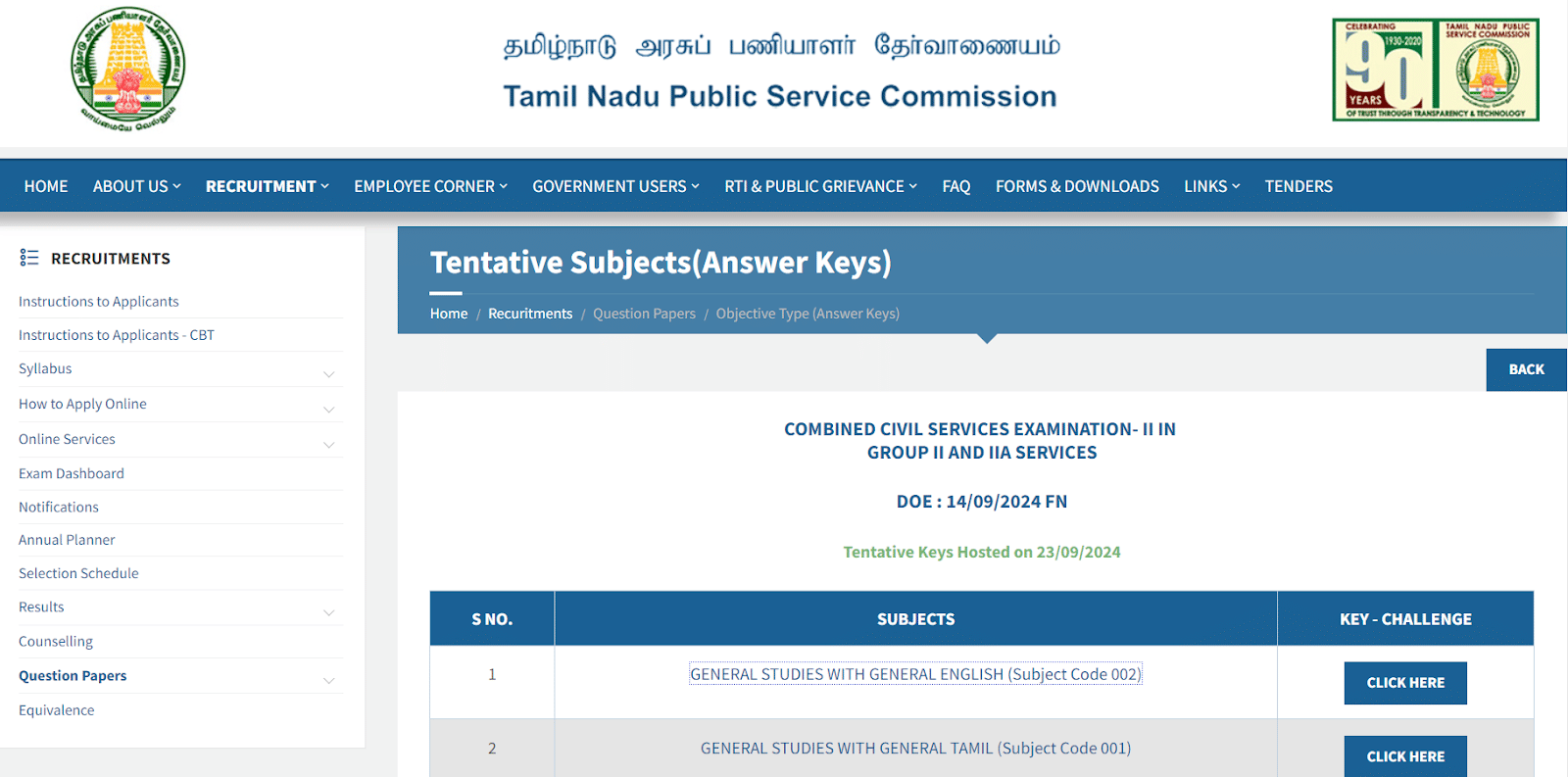 TNPSC Group 2 Answer Key 2024 Out at tnpsc.gov.in; Raise Objection