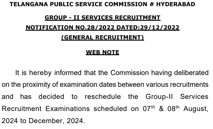 TSPSC Group 2 Exam 2024 Postponed to December; Revised Dates here