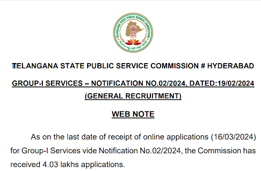 TSPSC Group 1 Application Form 2024; Window Active from March 23