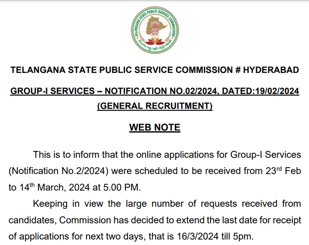 TSPSC Group 1 Registration 2024 Ends on March 16 at tspsc.gov.in