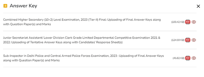 SSC CHSL 2023 Tier 2 Final Answer Key Out at ssc.gov.in
