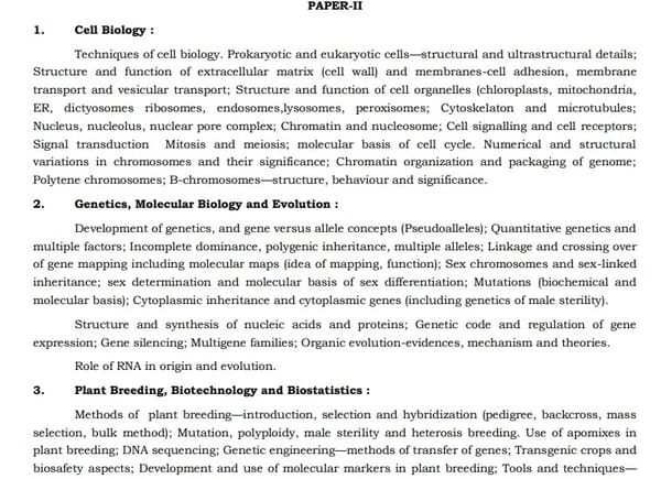 UPSC Botany Syllabus for Optional Paper-I and Paper-II