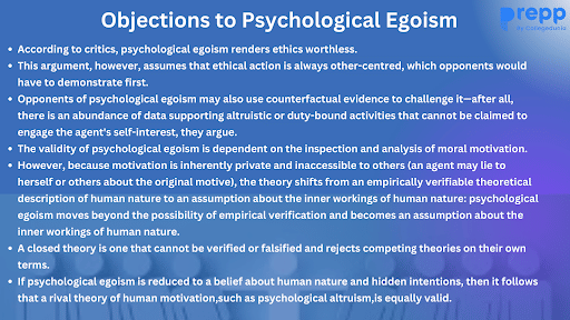 Psychological Egoism - Ethics Notes