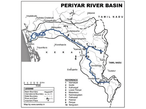 Periyar - Smaller Rivers flowing towards West - Geography Notes