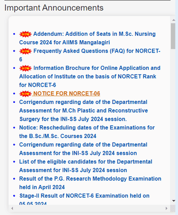 AIIMS NORCET 06 2024 Choice Filling Panel Live at aiimsexams.ac.in ...