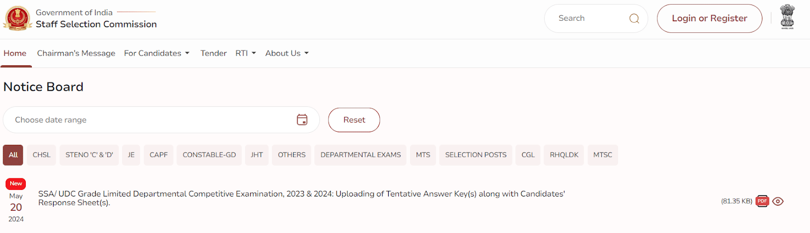 SSC SSA/UDC Answer Keys 2023-24 Out at ssc.gov.in; Objection Link Here