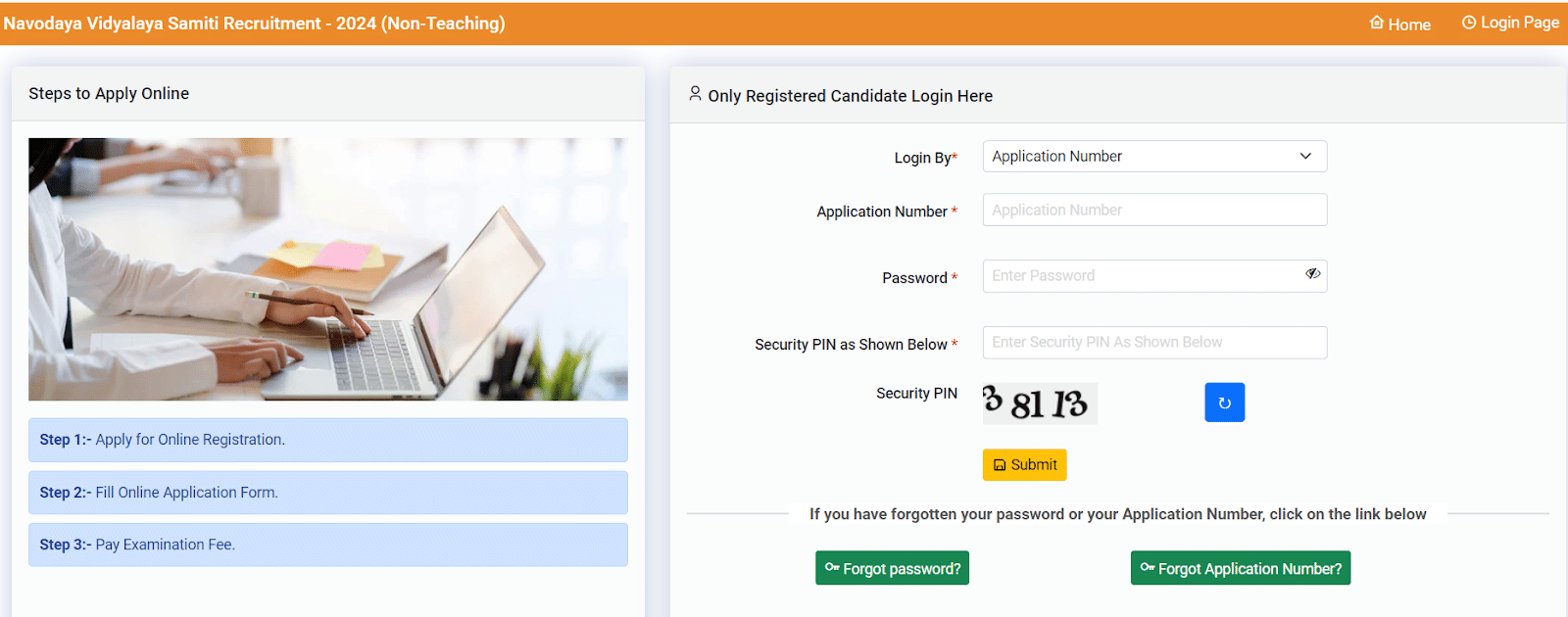 NVS Non-Teaching Staff Application Correction Window 2024 Live at navodaya.gov.in